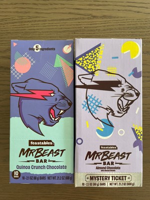 MRBEAST FEASTABLES ORIGINAL Chocolate Quinoa Crunch Almond Mr Beast [3 ...
