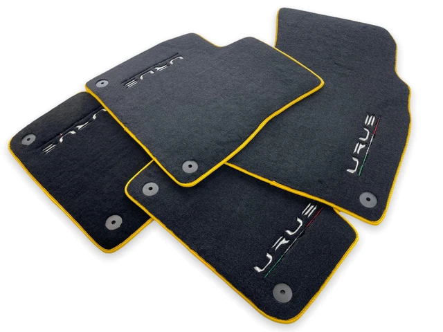 FLOOR MATS FOR Lamborghini URUS 2018-2023 Yellow Trim Tailored Carpet ...