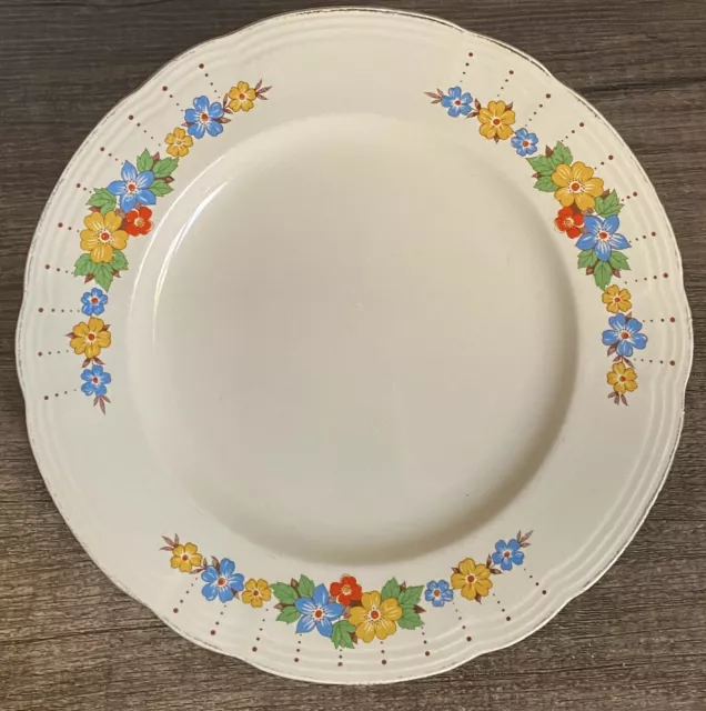 ALFRED MEAKIN VINTAGE 22cm Salad Dessert Plate Art Deco Flowers Dots ...