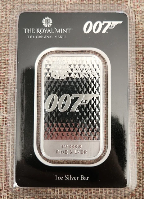 THE ROYAL MINT James Bond 007 Diamonds Are Forever 1oz Fine Silver Bar ...
