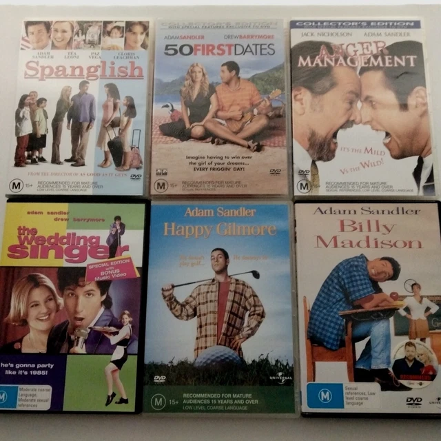 6 X ADAM Sandler DVD Movie Bundle Madison Gilmore Wedding Singer 50 ...