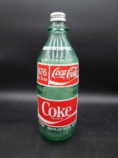 1970S VINTAGE COCA Cola 2 Liter Green Glass Coke Bottle 67.6 Fluid Oz ...
