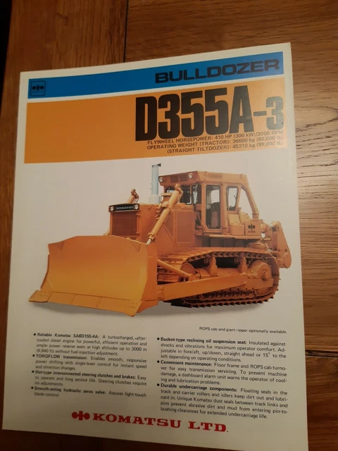 KOMATSU D355A-3 DOZER Tractor Bulldozer Brochure Jcb Hymac Poclain ...