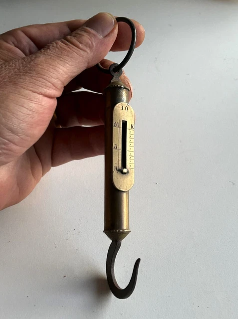 ANTIQUE PESON CYLINDRIQUE à ressort 19em en laiton EUR 95,00 - PicClick FR
