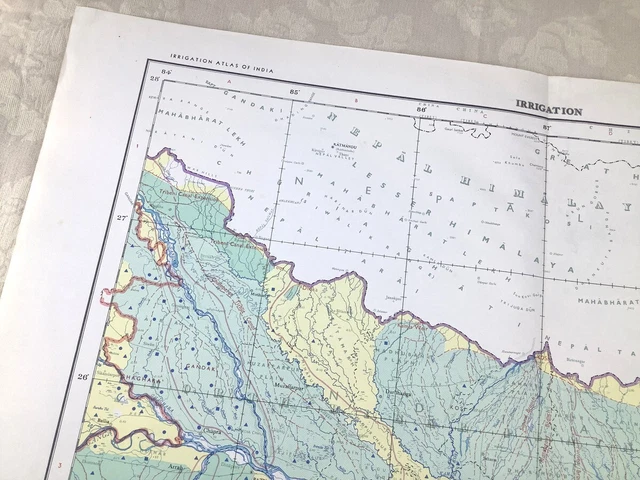 1972 LARGE VINTAGE Map of India The Ganges River Basin Ganga ...