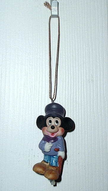 'A CHRISTMAS CAROL' Mickey Mouse as Tiny Tim Porcelain ORNAMENT 2.5 ...