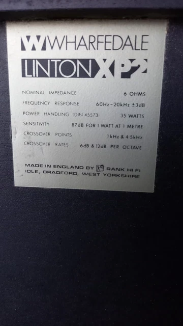 WHARFEDALE LINTON XP2 Speakers £94.28 - PicClick UK