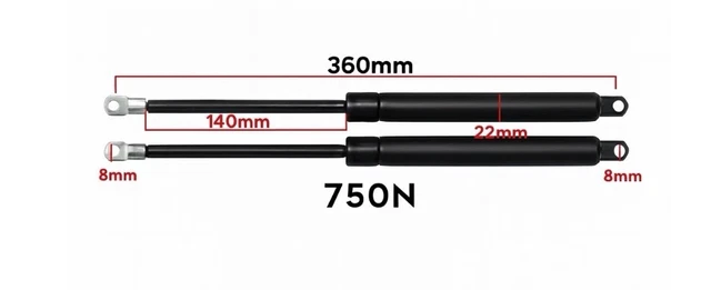 2X 750N OTTOMAN Bed Gas Struts 360mm 8mm Eye Ends Storage Bed (Pair) £ ...
