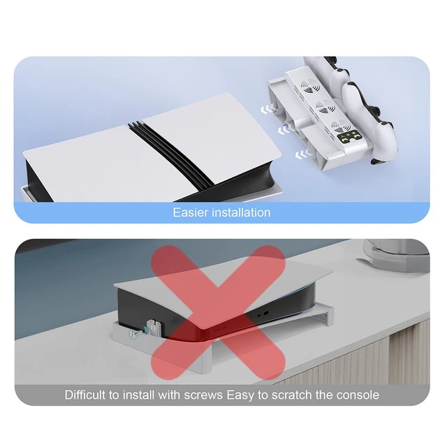 PER PS5 PRO Supporto di Raffreddamento Slim con Indicatori di Ricarica LED e Doppio Dock EUR 41 ...