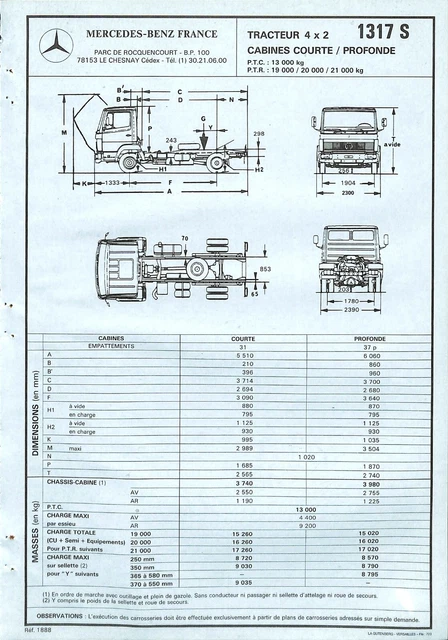 MERCEDES TRUCKS / Spec Sheet / 2648 S Powerliner 480 / 1990 £5.26 ...