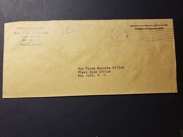 BATTLESHIP USS ARKANSAS BB-33 Naval Cover 1944 Official WWII NY £9.41 ...