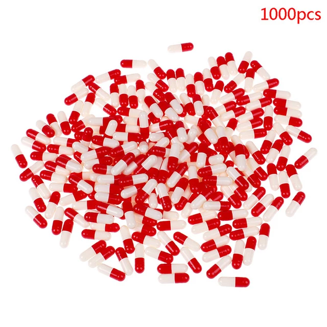 1000PCS EMPTY HARD Gelatin Capsule MedicineCapsule 0# Red And White ...