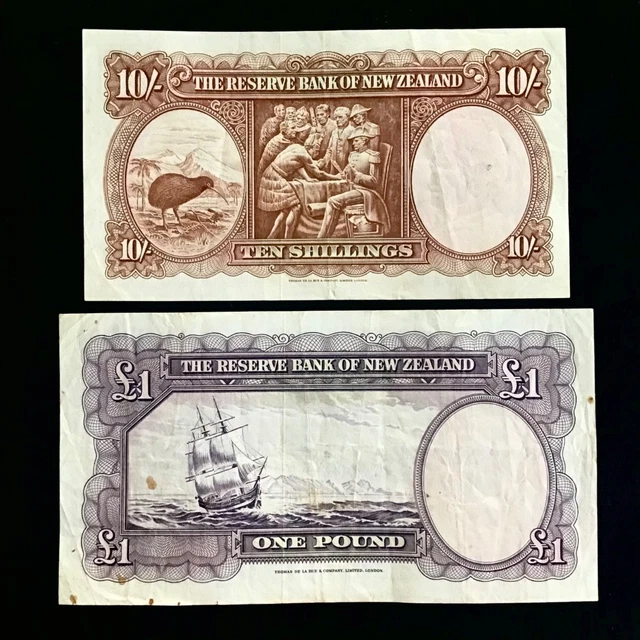 NEW ZEALAND. 10 Shillings & One Pound Banknotes 1960. Scarce. £1.16 ...