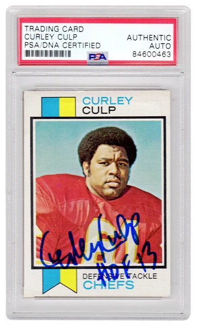 CARTE RECRUE CURLEY Culp dédicacée Chiefs 1973 Topps #167 avec/HOF'13 ...
