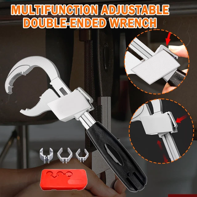 UNIVERSAL ADJUSTABLE DOUBLE-ENDED Wrench With Box Set B9A4 $26.38 ...