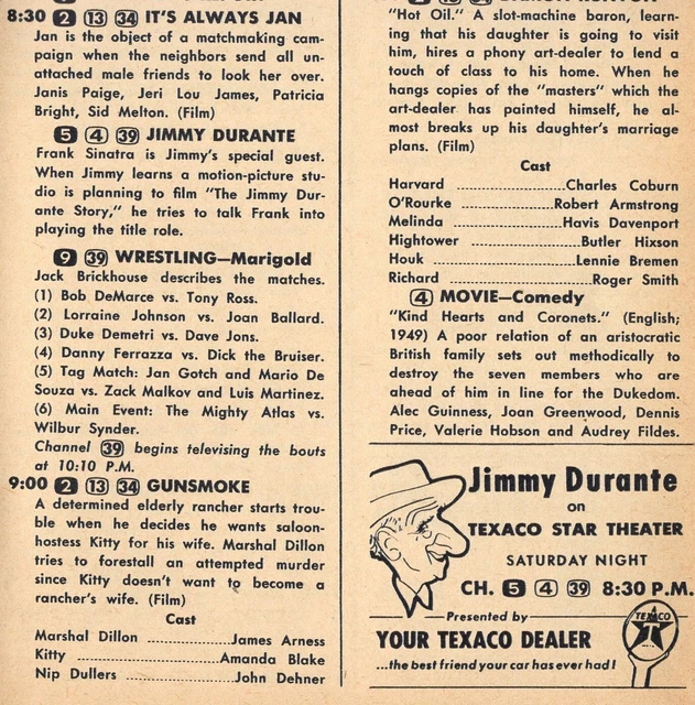 1956 TV AD CHICAGO WRESTLING MARIGOLD ARENA THE MIGHTY ATLAS vs WILBUR ...