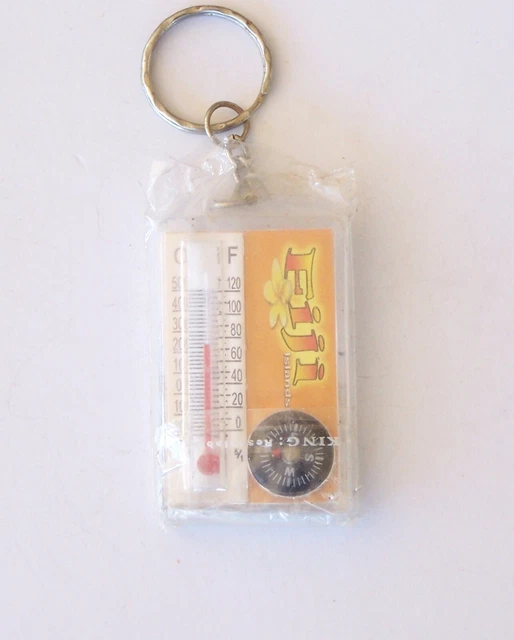 VINTAGE FIJI ISLANDS Thermometer Compass Travel Souvenir Key Chain ...