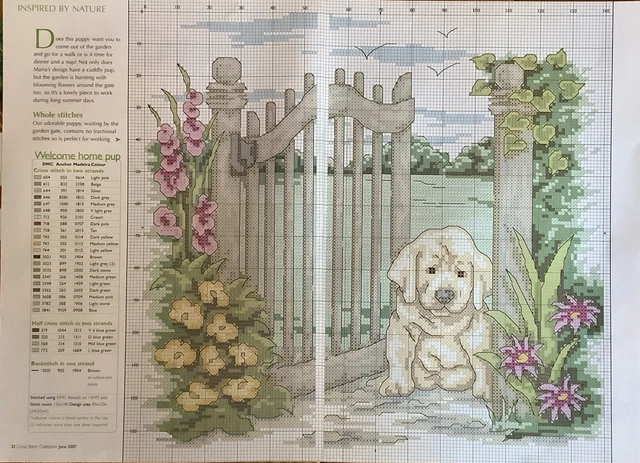 CROSS STITCH CHART - Welcome Home Pup £1.49 - PicClick UK