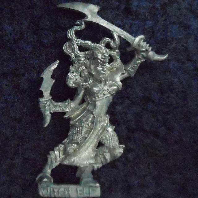 1999 Dark Elf Witch 2 Citadel Elven Army Drow Warrior Warhammer