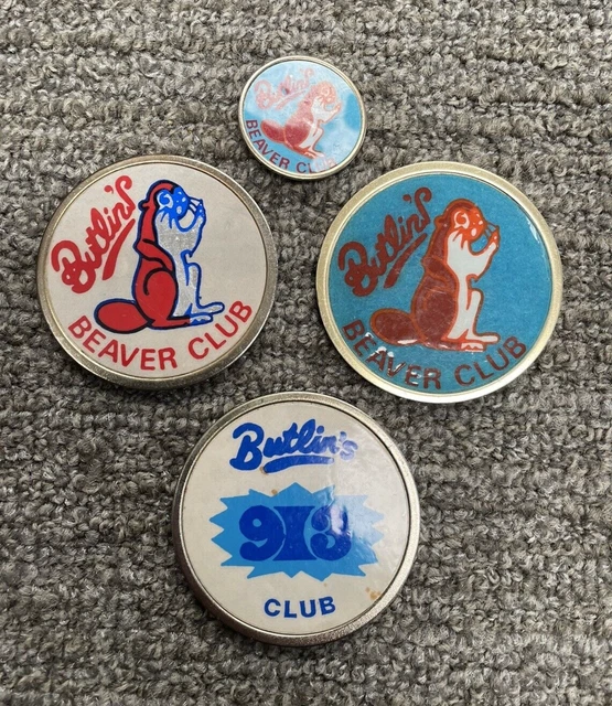 JOBLOT X 4 VINTAGE BUTLINS BEAVER(3) & 913 CLUB HOLIDAY CAMP ENAMEL PIN ...