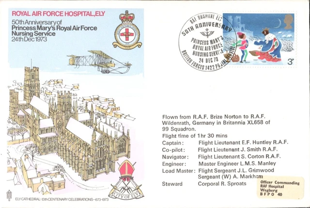 1973 RAF HOSPITAL Ely 50th Anniversary Flown Cover EUR 10,01 - PicClick IT