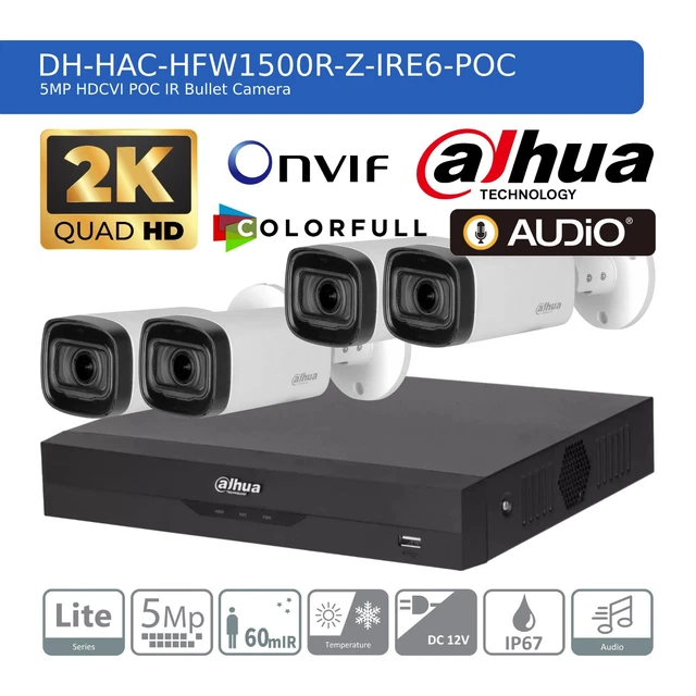 DAHUA 2K MOTORISED CCTV SECURITY SYSTEM 5MP PoC CAMERA OUTDOOR 60M ...