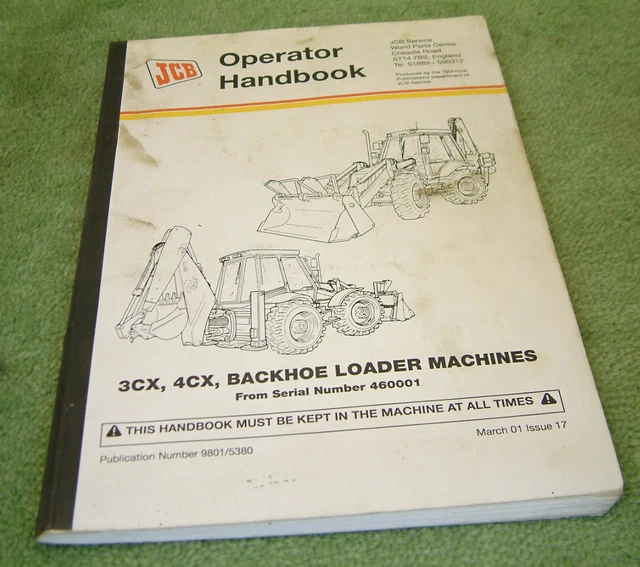 GENUINE JCB EXCAVATOR Loader Operator Handbook Diggers 3CX 4CX - pub ...