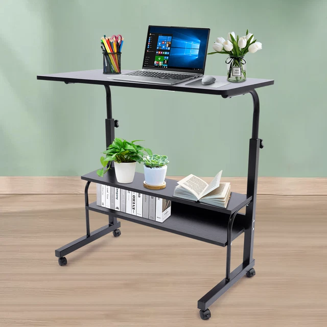 HEIGHT ADJUSTABLE ROLLING Laptop Desk Over Sofa Bed Notebook Coffee ...