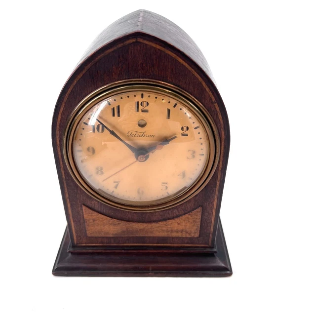 ANTIQUE TELECHRON ELECTRIC Wooden Mantle Desk Shelf Clock Farm House ...