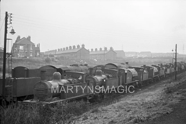 S26-35MM RAILWAY NEGATIVE General view loco line up @ Canklow shed yard ...