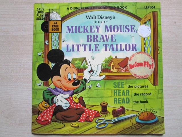 DISNEYLAND MICKEY MOUSE Brave Little Tailor 7" Vinyl Record with 24 ...