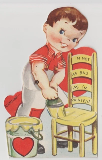 VTG MECHANICAL BOY Painting Chair Valentines Day Die Cut Greeting Card Unused 20 00 PicClick vtg-mechanical-boy-painting-chair-valentines-day-die-cut-greeting-card-unused-20-00-picclick