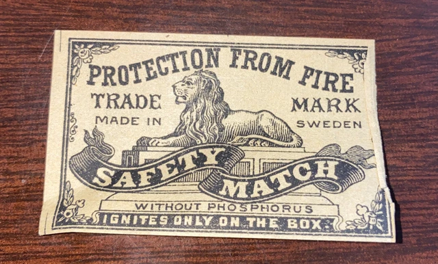 MATCHBOX ADVERTISING LABEL-CINDERELLA Stamp Safety Matches Lion Trade ...