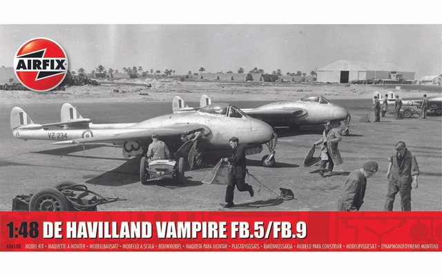 AIRFIX PRODUCTS A06108 1:48 DeHavilland Vampire FB5/FB9 Aircraft Model ...