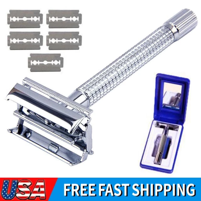 MEN'S TRADITIONAL CLASSIC Double Edge Shaving Safety Razor 5 Blades ...
