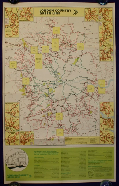 LONDON COUNTRY GREEN Line Bus Coach Coaches Route Map Transport Poster ...