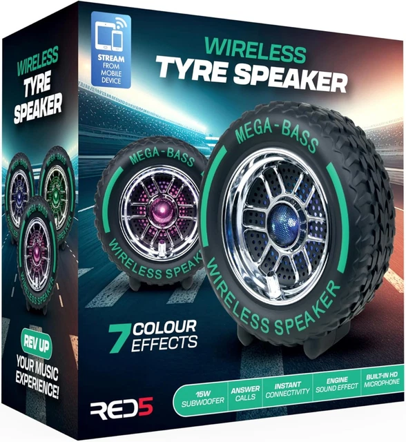 RED5 MINI TYRE Rechargeable RGB LED Colour Changing Novelty Bluetooth ...