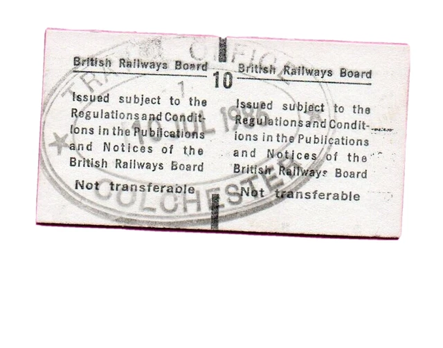 BR (E) RAILWAY platform ticket - COLCHESTER (set 3). Ed card green ...