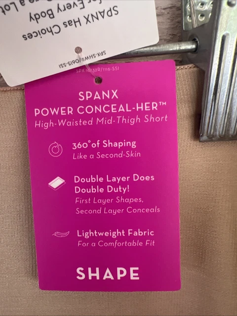 SPANX 172254 WOMEN'S Power Conceal-Her Mid-Thigh Short Natural Glam ...