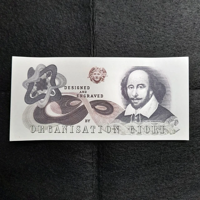 THOMAS DE LA Rue Organisation Giori Test Sample Banknote Shakespeare £9 ...