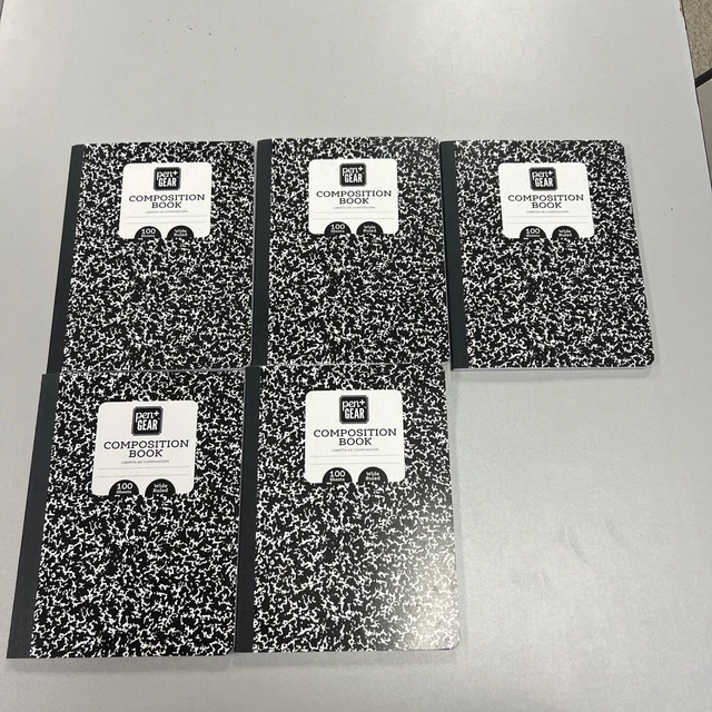 (5 PACK)100 SHEET Pen+Gear Black Marbled COLLEGE Ruled Composition ...