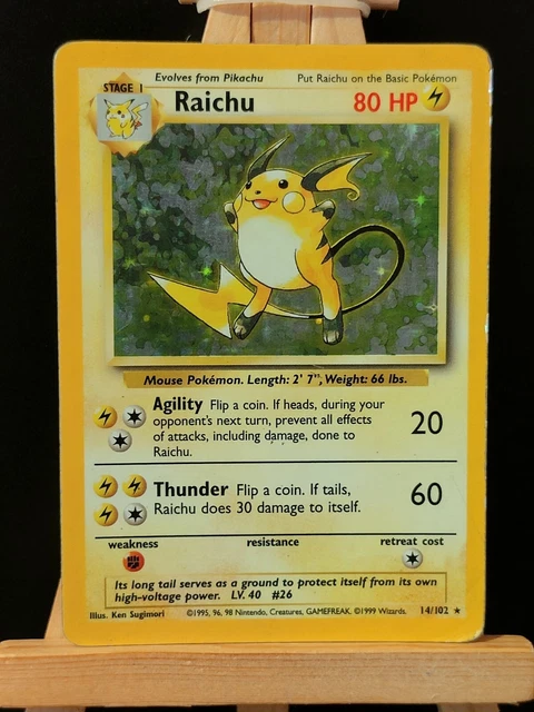 POKÉMON TCG RAICHU Base Set 14/102 Holo Unlimited HP 1999 WOTC Vintage ...