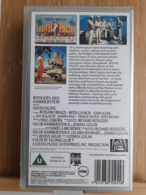 SOUTH PACIFIC (CBS-FOX All Time Greats UK VHS 1990) Mitzi Gaynor / John ...