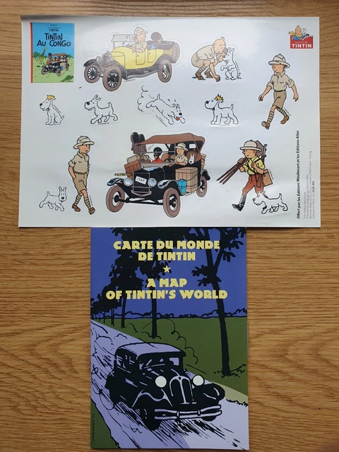 HERGE TINTIN Carte Du Monde De Tintin + Stickers Moulinsart / Atlas EUR ...