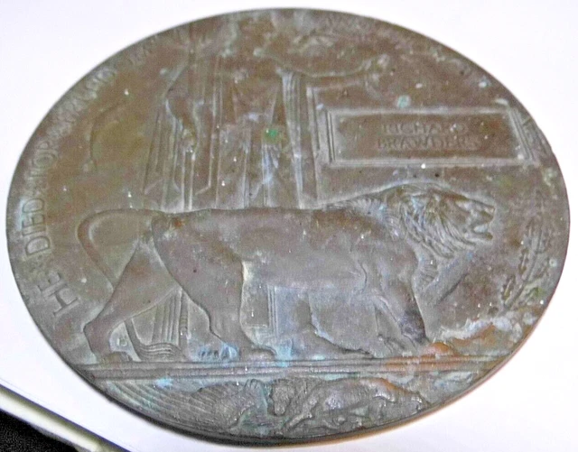 RARE DEATH PLAQUE Canadian Machine Gun Corps Mgc Mm Winner Brawders ...