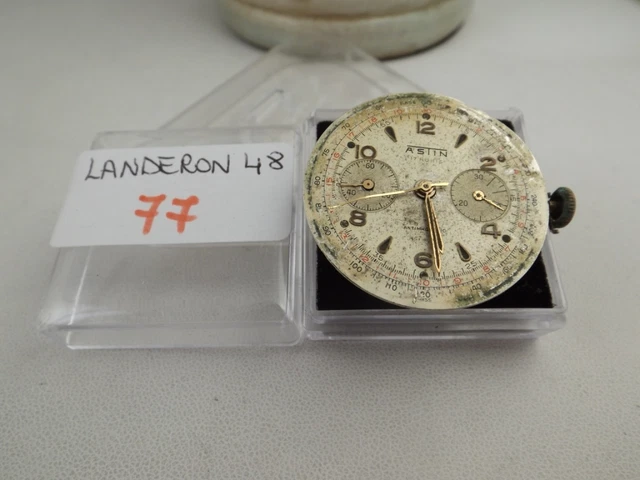 77 - MOVIMENTO landeron 48 dial Astin working sold for parts or repair ...