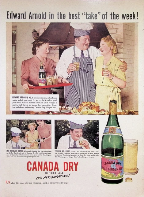 VINTAGE 1940S PRINT Ad ~ Canada Dry Ginger Ale ~It's Invigorating ...