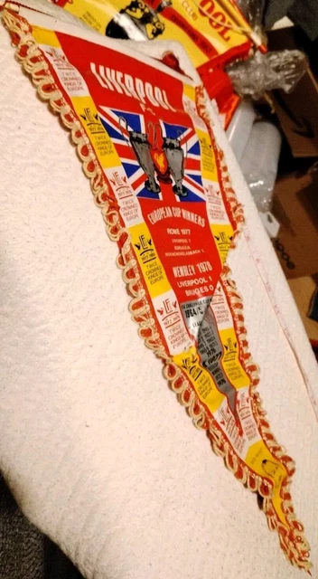 VINTAGE LIVERPOOL FC Pennant 1977/78 European Cup Winners & League ...