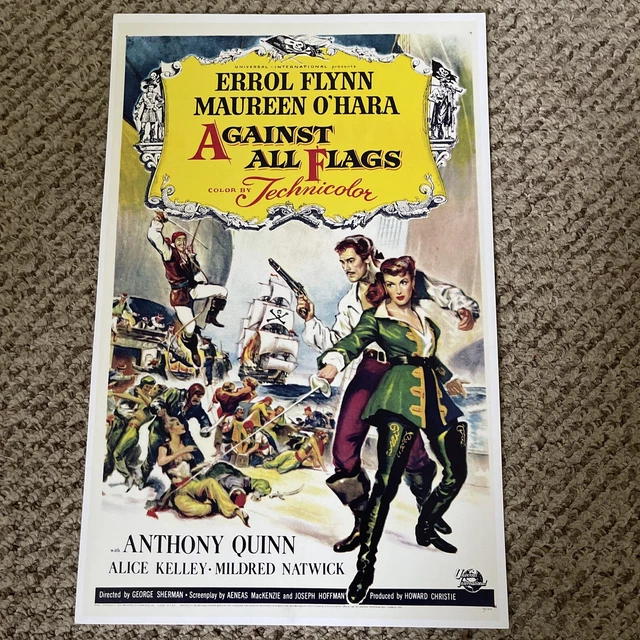 ERROL FLYNN MAUREEN Ohara Against All Flags Anthony Quinn Poster 11 x ...