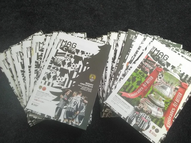 COMPLETE FULL SET 2023/24 NOTTS COUNTY Programmes & Team-Sheets **UN ...